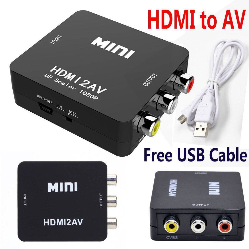 HDMI to AV Converter (1080P) แปลงสัญญาณภาพจาก HDMI เป็น AV (black ...