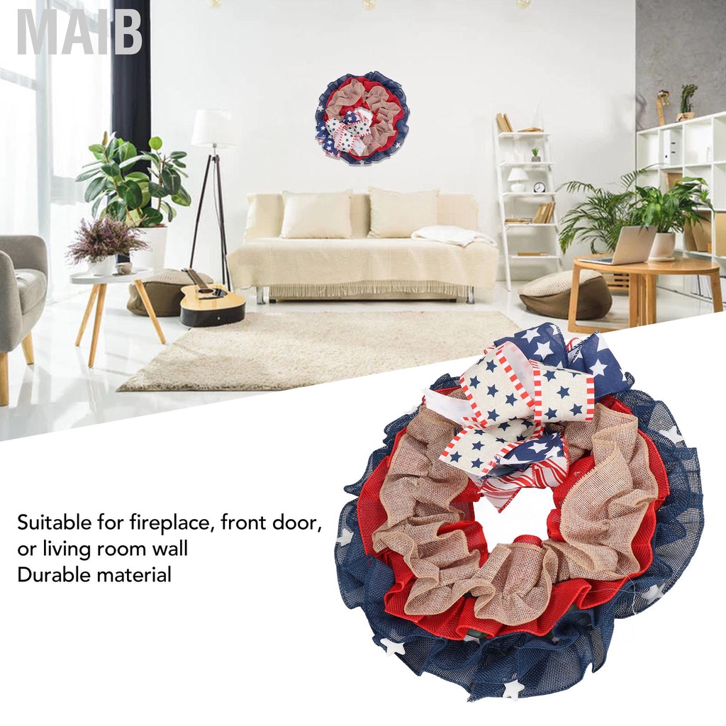 Maib Patriotic Front Door Wreath 13.8in 4th Of July Vivid Colors Wreat ...