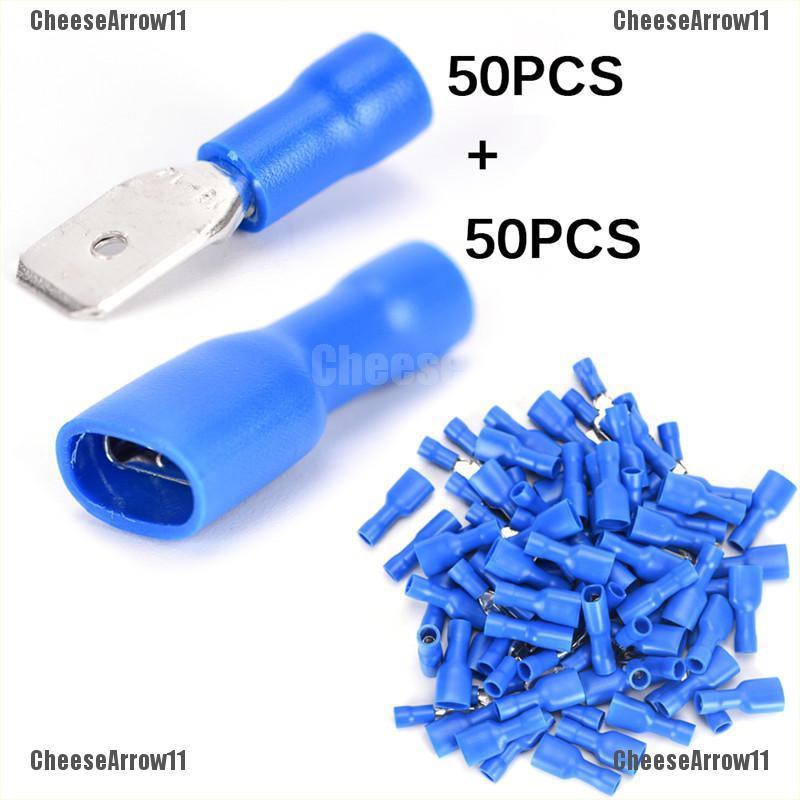 CheeseArrow 100x Female&Male Spade Insulated Connectors Crimp ...