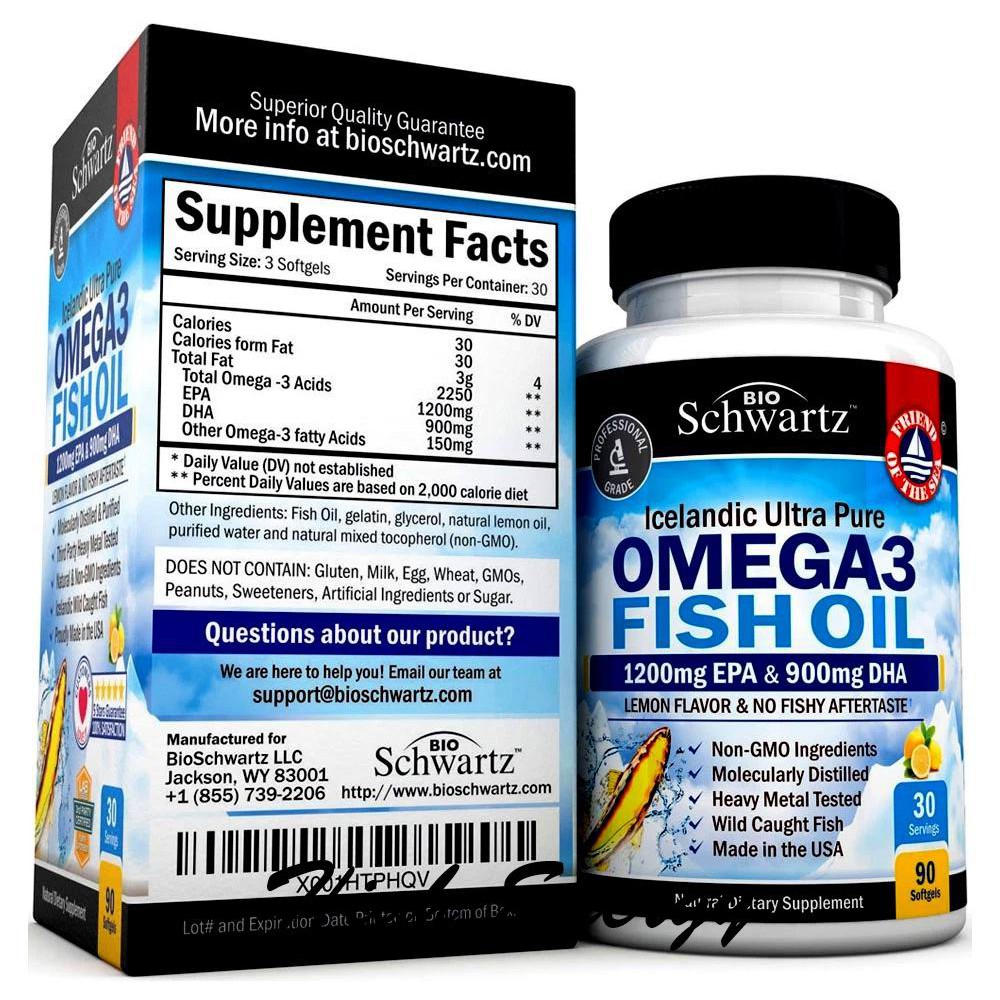 BioSchwartz, Icelandic Ultra Pure OMEGA3 FISH OIL, 1200 mg EPA & 900 mg ...