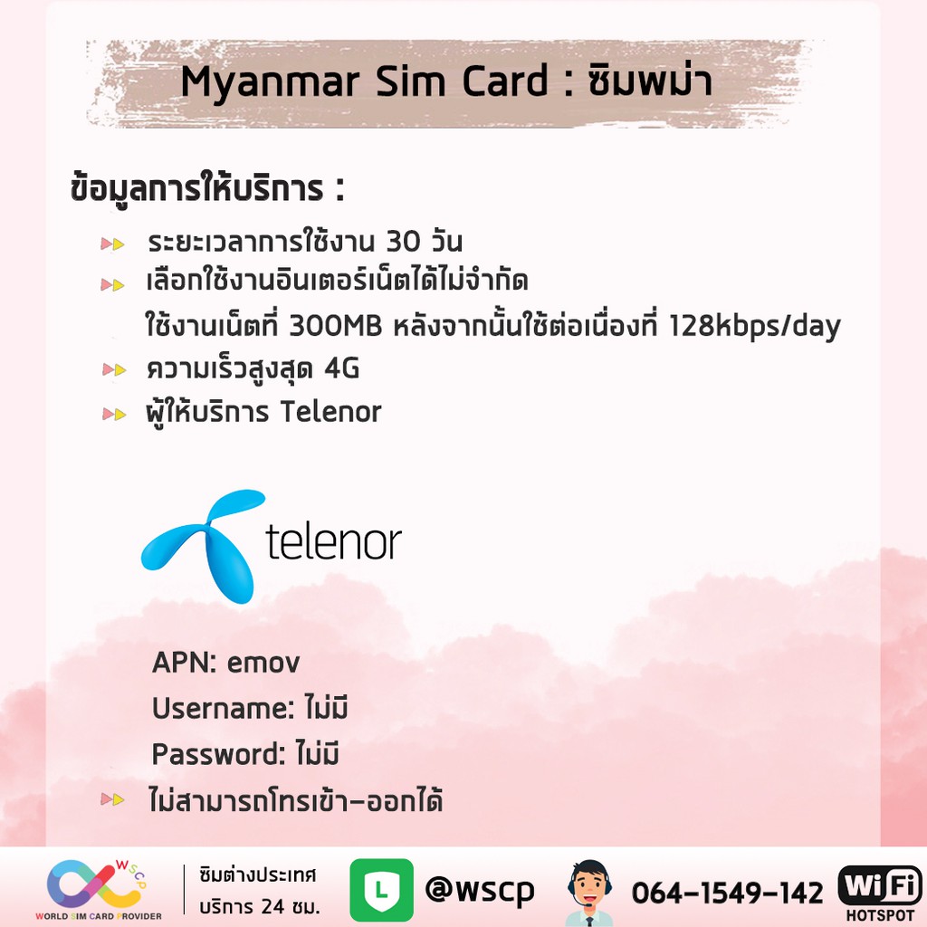 Myanmar Sim Card 300MB 128kbps per day : ซิมพม่า 10-30 วัน by WSCP ...