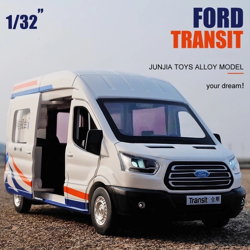134 Diecast FORD Transit Alloy Business urose Vehicle Car Model Sound ...