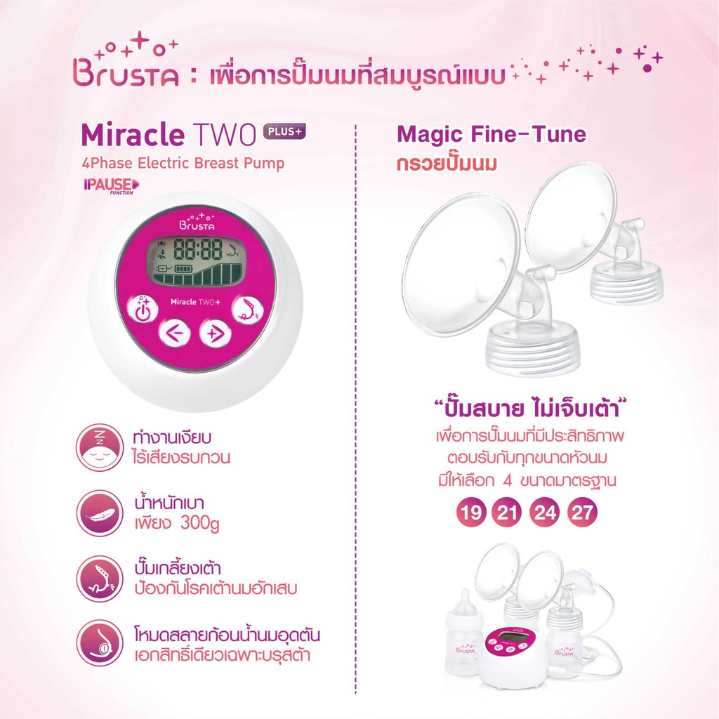 Brusta Magic Fine-Tune อะไหล่เครื่องปั๊มนม Brusta กรวยปั๊มนม 4ขนาด 19 21 24 27mm พอดีหัวนม ไม่ ...