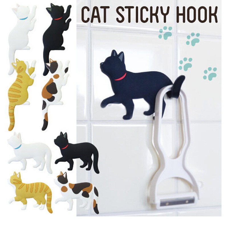 Cute Cat Shape Magnetic Wall Mount Keys Hook Fridge Magnet Hanging Hook ...
