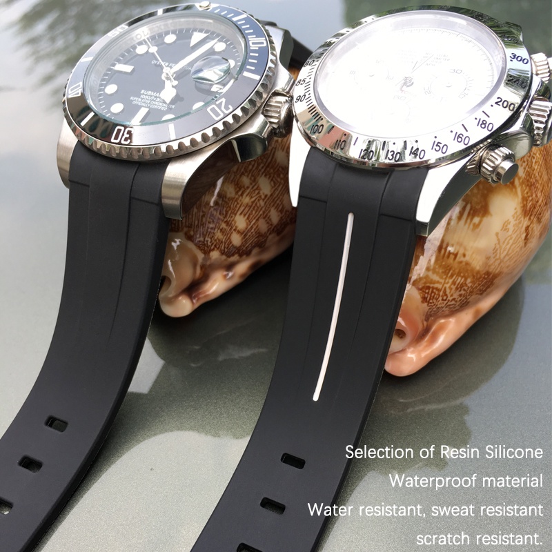 19mm 20mm Rubber Silicone Watchband Fit For Submariner Daytona DEEPSEA ...