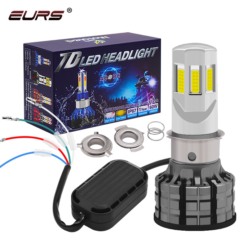 Local StockEURS New Motorcycle LED H6 H4 Headlight Bulb H4 HS1 BA20D P15D H6M 6000LM 60W For ...