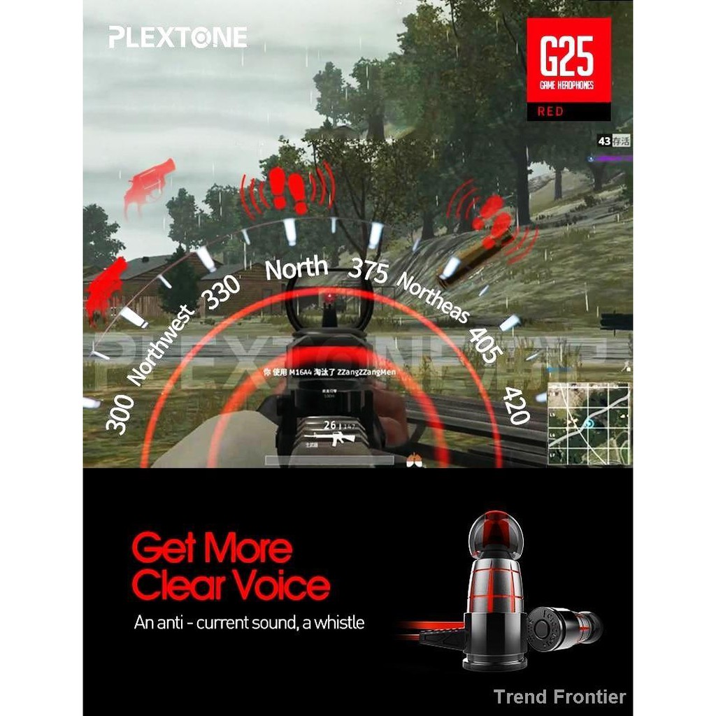 PLEXTONE G25 ของแท้หูฟังแบบมีสาย เบสหนัก ตัดเสียงรบกวน ดีไซน์หัวกระสุน ...
