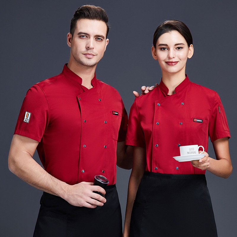 Hotel Catering Chef Clothes Short-Sleeved Summer Mens Thin Western ...