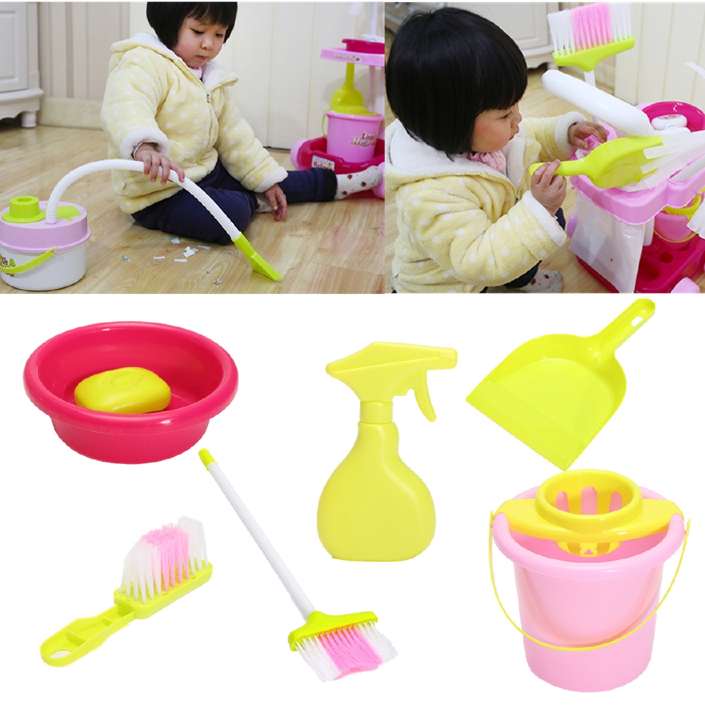 ⚫NEW⚫ Kids Toddler Cleaner Cleaning Trolley Set Broom Duster Plastic ...