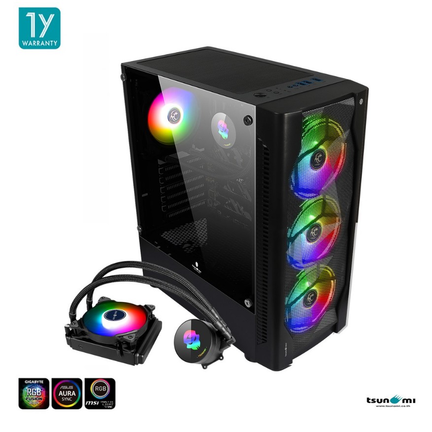 Tsunami Coolman 190-2 KK Trip Ring Ablaze ARGB3 Tempered Glass ATX ...