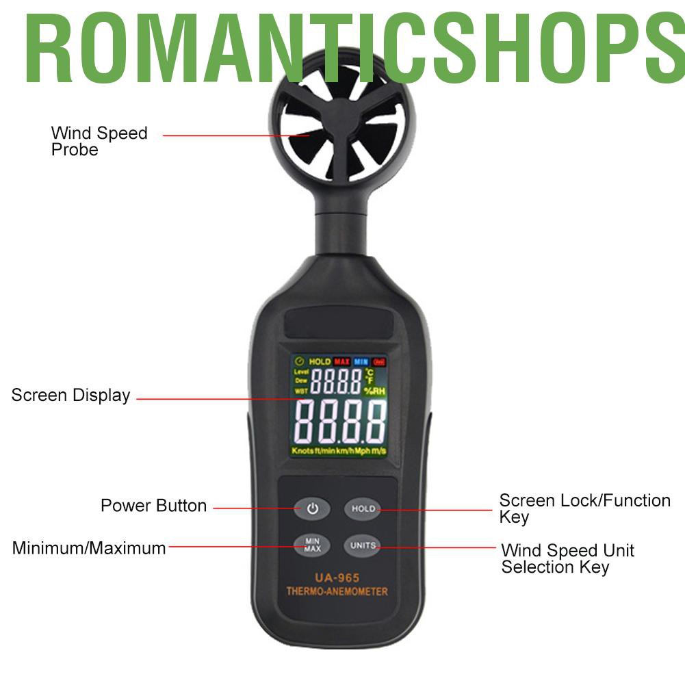 Romanticshopssss Walfront UA965 Hand‑Held Anemometer Mini Digital Wind ...