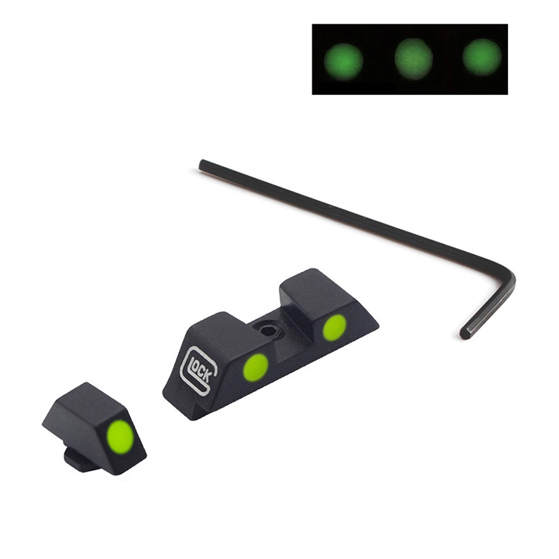 สายตาGLOW In The Dark NIGHT Sights For Glock Luminous Front And Rear ...