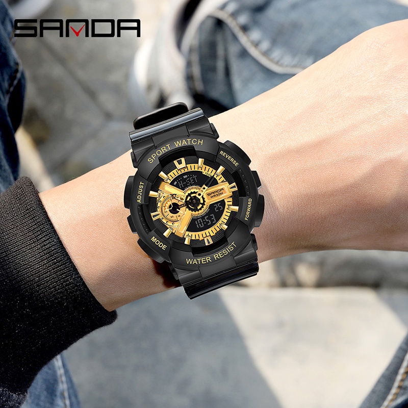 SANDA นาฬิกาแฟชั่นกันน้ำส่องสว่างนาฬิกาผู้ชายนาฬิกาข้อมือผู้ชายสุดหรู - warunk.delicious.th ...