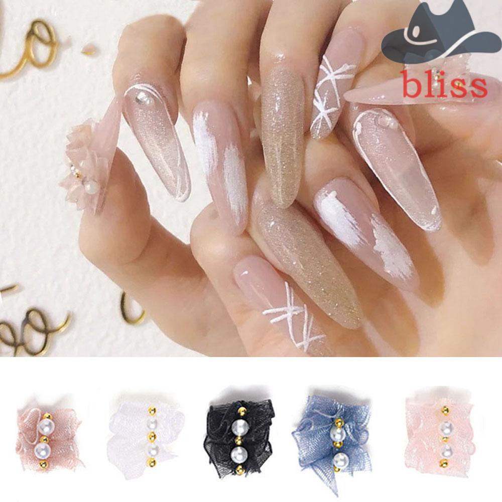 Bliss ริบบิ้นลูกไม้ ไข่มุก พลอยเทียม หรูหรา สําหรับตกแต่งเล็บ บัลเล่ต์ ...