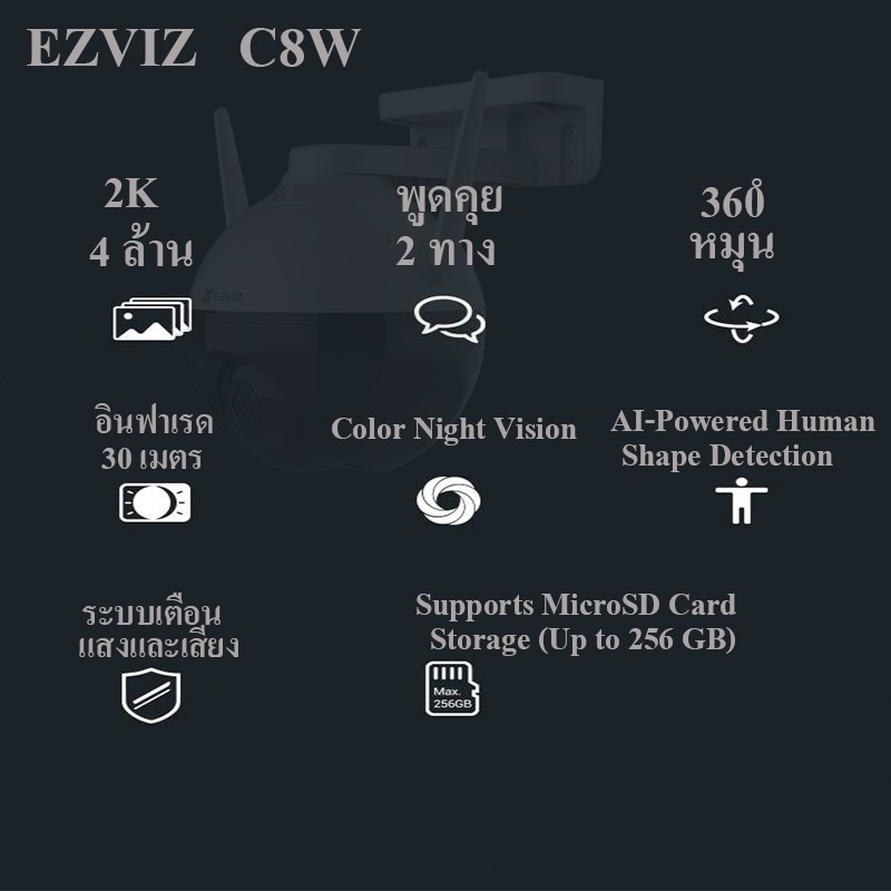 EZVIZ Smart Home Camera C8W (2K ) - neodigital - ThaiPick