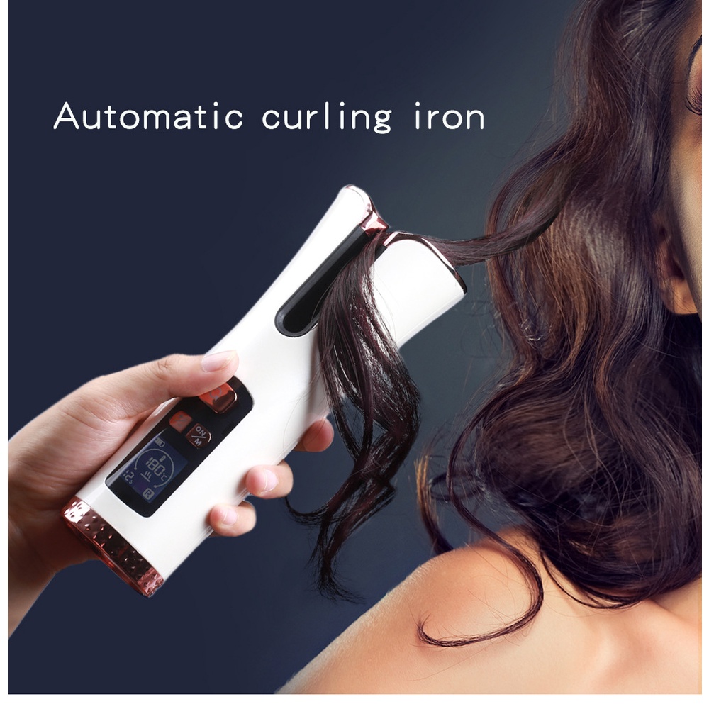 BCordless Hair Curler Automatic Curling Iron with LCD Digital 5200mAh ...