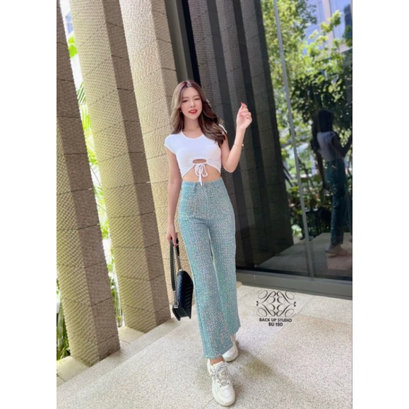 150(ผ้าไม่ยืด)ทรงกระบอกปักเลื่อมสวย - yuk_jeans - ThaiPick