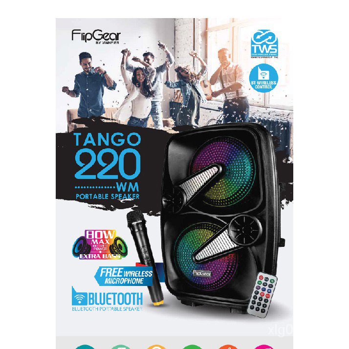 Vinnfier FlipGear Tango 220 WM TWS Wireless Portable Bluetooth Speaker Aux Line Trolley Speaker ...
