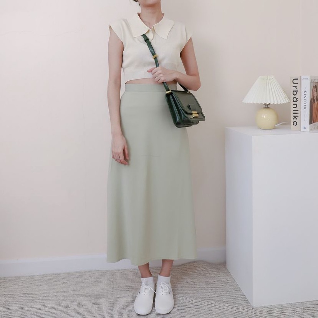 Avo กระโปรงยาวสีพื้น Churros skirt - avocado.simplewear - ThaiPick
