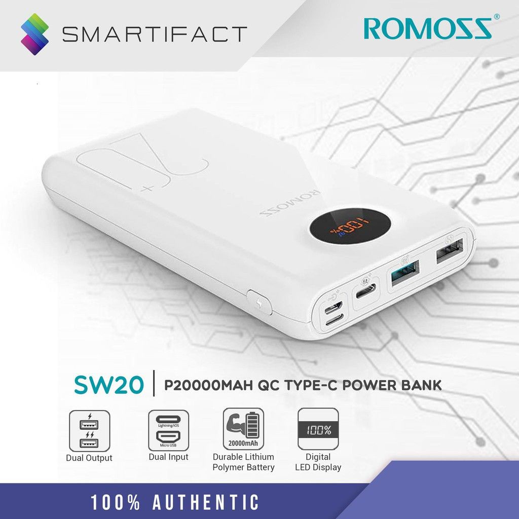 ข้อเสนอพิเศษRomoss SW20 Pro 20000mAh Power Bank 18W Dual Quick Charge ...