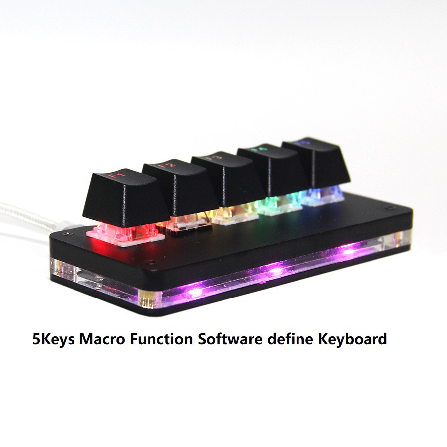 5Keys Macro Keyboard DIY Custom Programmable RGB Backlight Mechanical ...