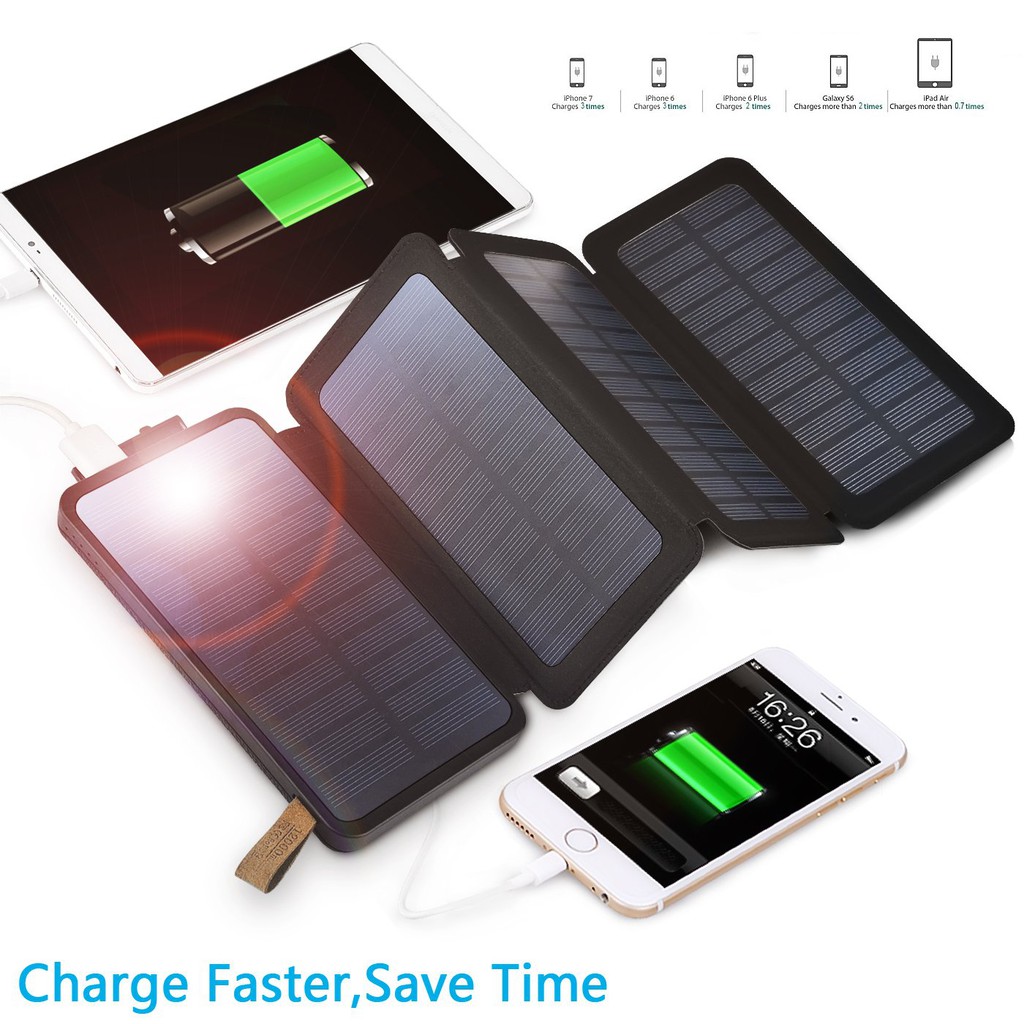 แบตสำรอง Power Bank พลังแสงอาทิตย์ 3 ระบบ กันน้ำได้ Solar Charger 4 Sun ...