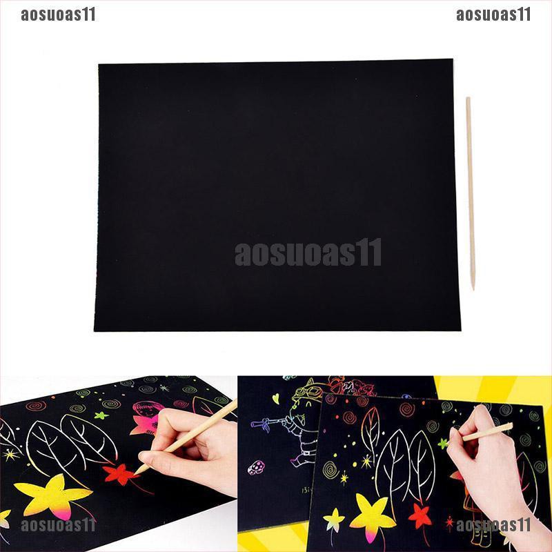 aosuOAS1 A4 Sheets Rainbow Scratch Colourful Stencil Art Craft ...