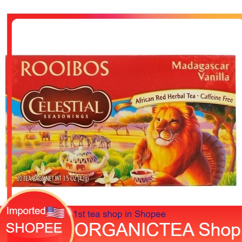 ชา Celestial Seasonings Rooibos Tea Madagascar Vanilla Caffeine Free 20 ...