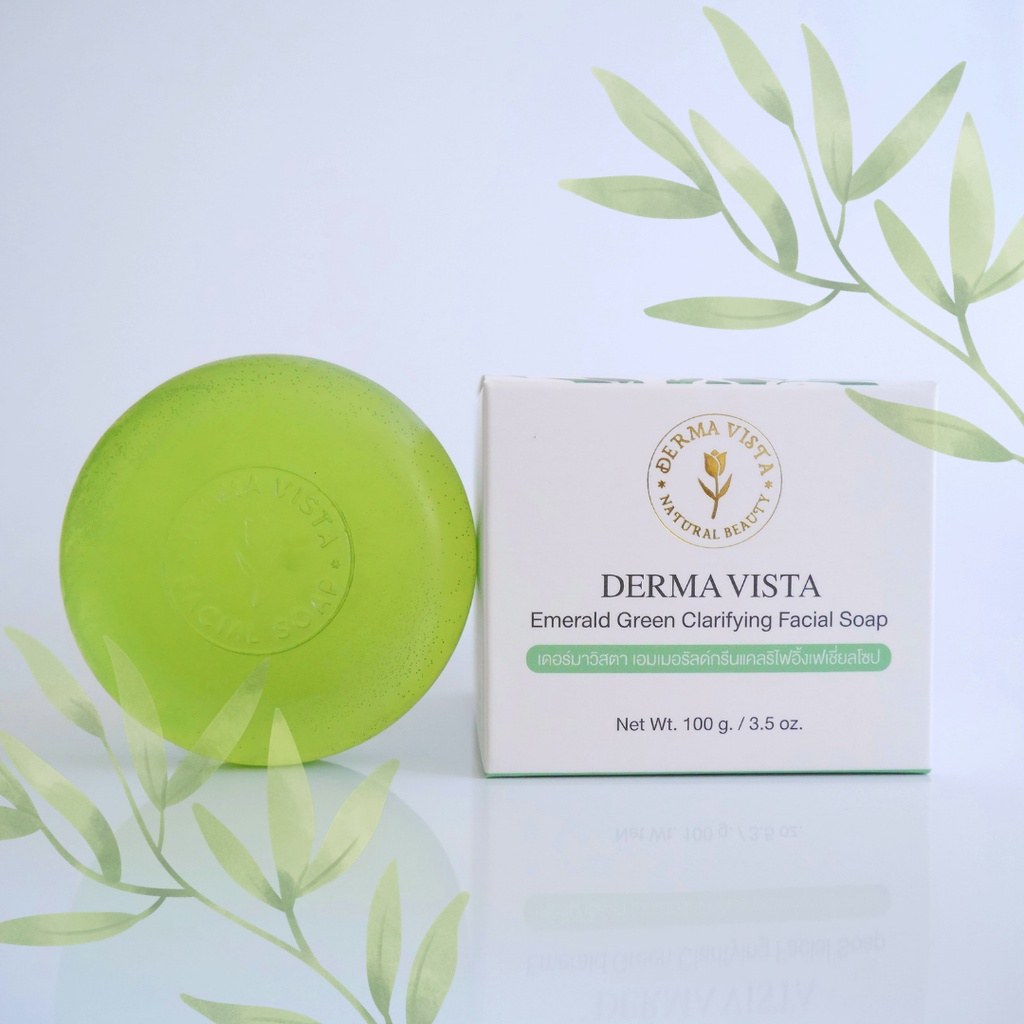 Derma Vista Emerald Green Clarifying Facial Soap สบู่ล้างหน้า สบู่กลีเ ...