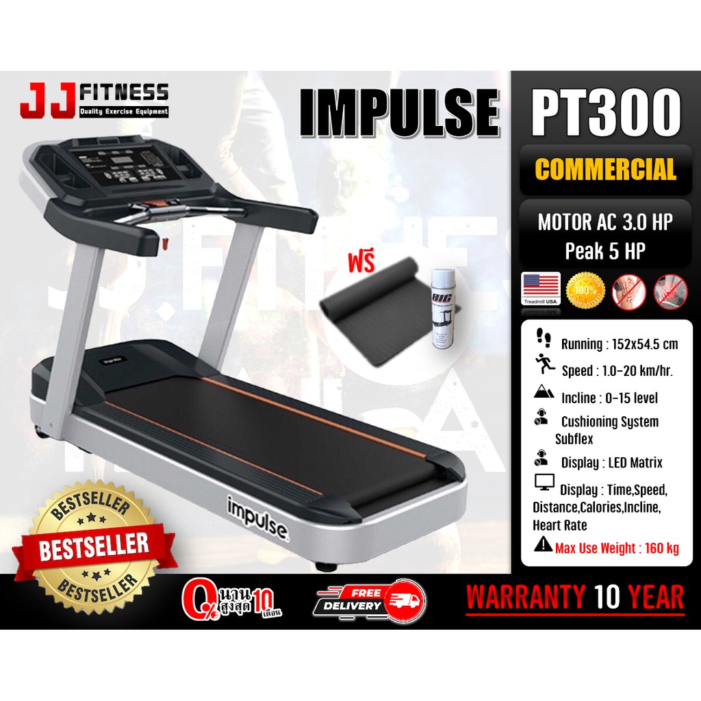 ลู่วิ่งไฟฟ้า มอเตอร์ AC 3.0 HP (Peak5hp) แท้100% Impulse PT300 ...