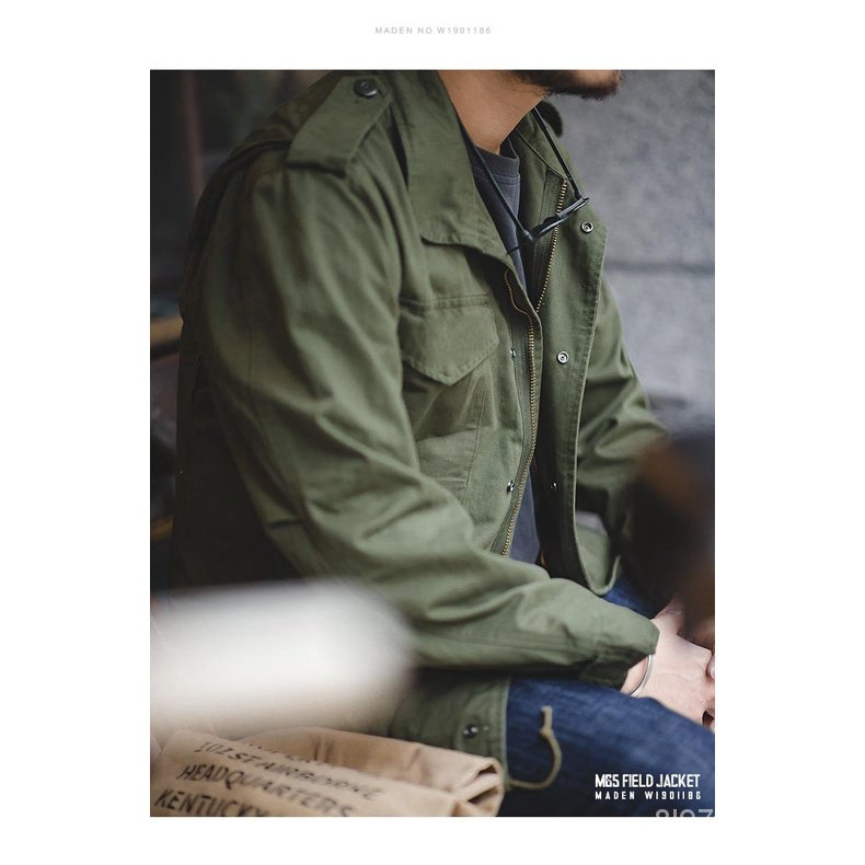 Maden Men's Military Retro M65 Field Jacket Classic Multi-Pocket ...