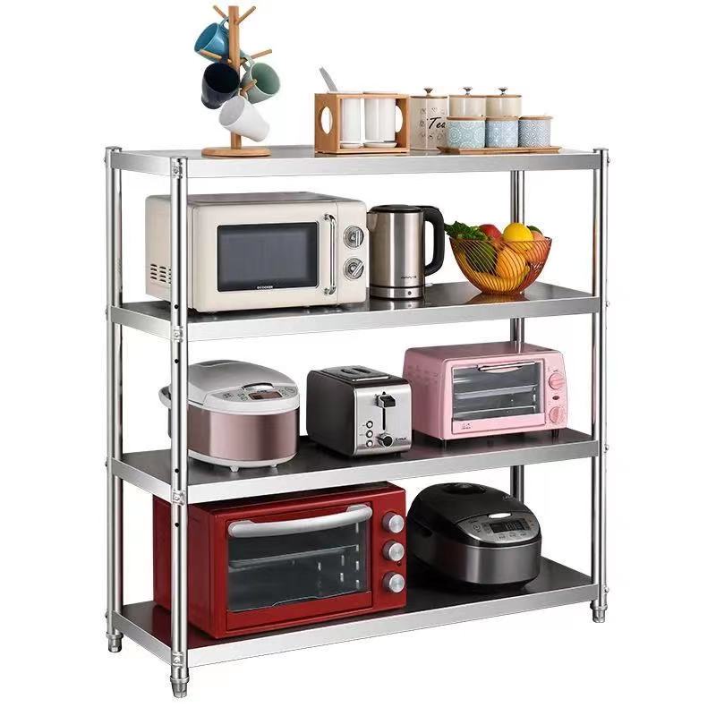 ♭Kitchen shelf floor stainless steel multi-layer household microwave ...