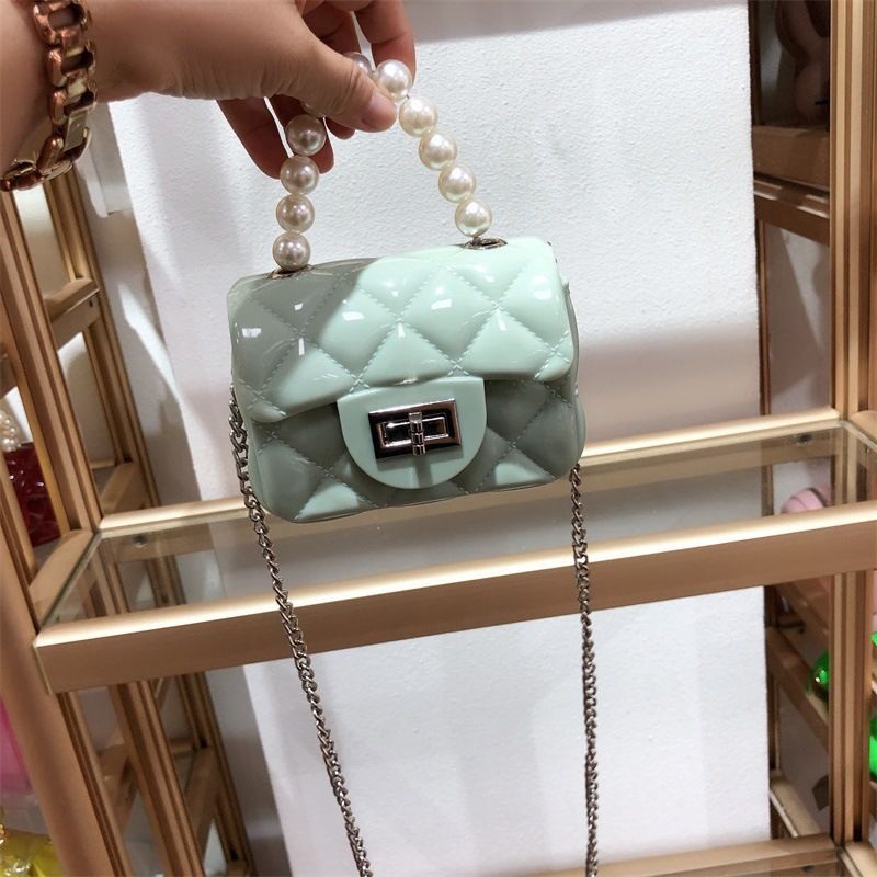 pvc mini jelly bag, rhombic chain bag, small perfume pearl handbag ...
