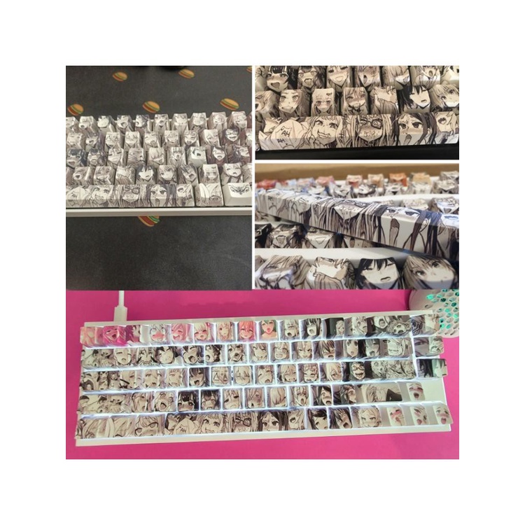VIVI PBT 108 key Ahegao Keycap Dye Sublimation OEM Profile Anime ...