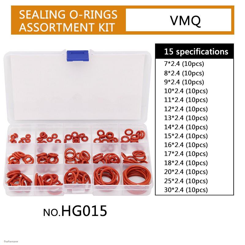 Red Silicone VMQ O Ring Seal Sealing O-rings Set Assortment Kit Box For ...