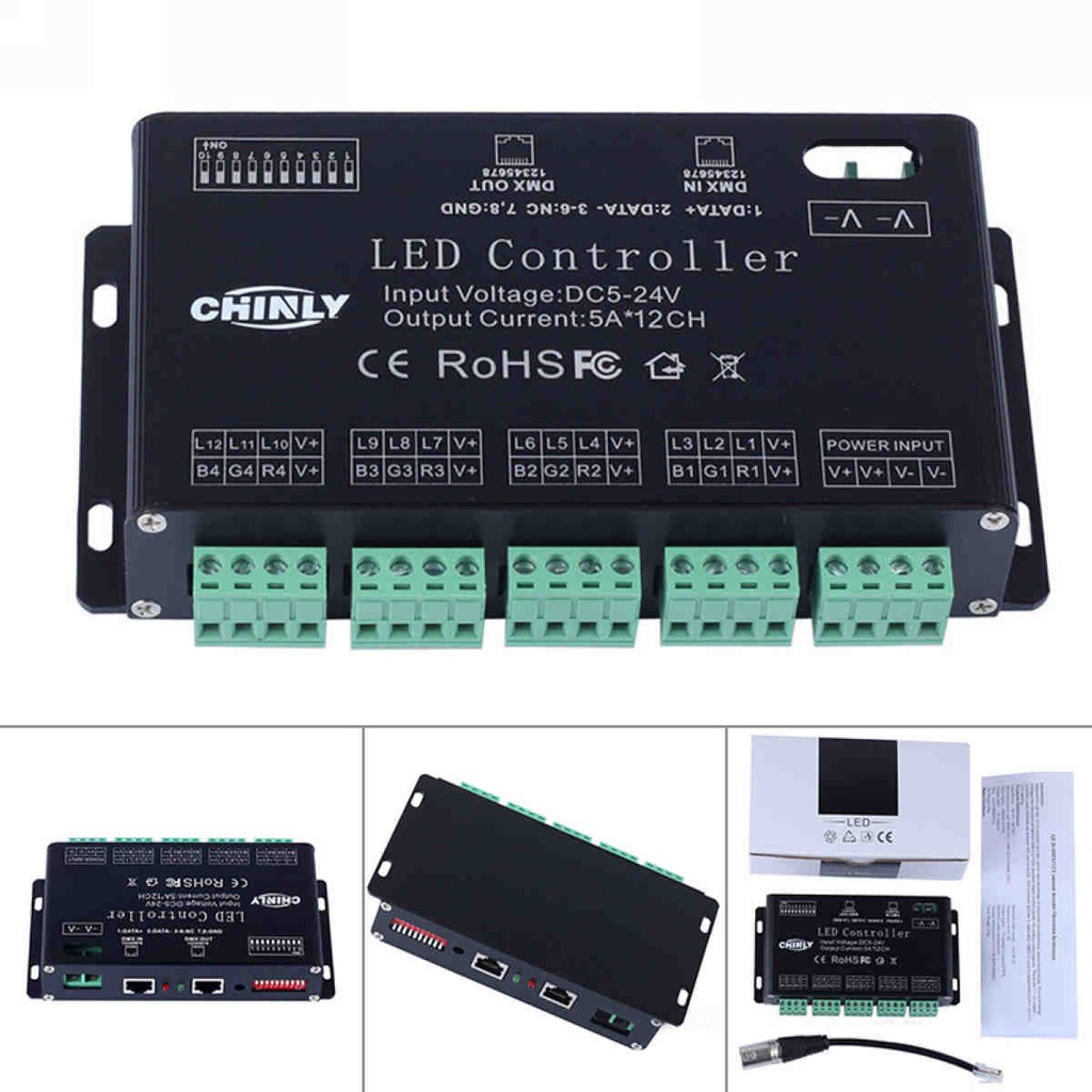 12 channel rgb dmx led โมดูลถอดรหัส dmx 5v - 24 v dysunbey - dysunbey ...