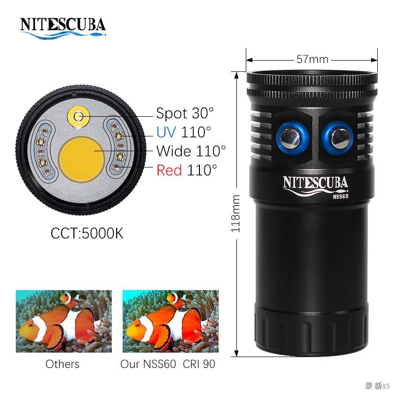 Nitescuba NSS60 LED Diving Video Photography Light Glare 6000 Lumen ...