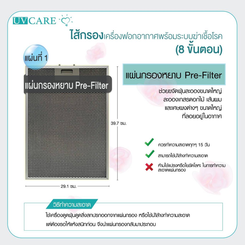 UV Care Filter สำหรับ Air Purifier With Humidifier (8 Stages) with HEPA ...