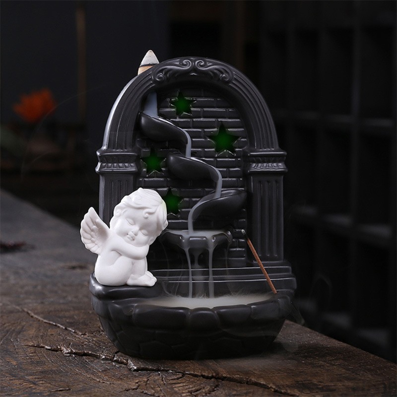 Cupid Heart LED Ceramic Backflow Incense Burner Home Decor Aromatherapy ...