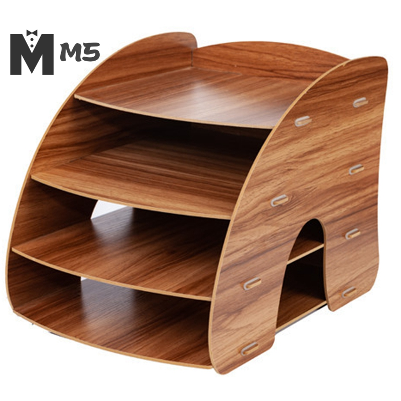 [M5 COD]Creative A4 Desktop File Holder Storage Box Decorative Wood ...