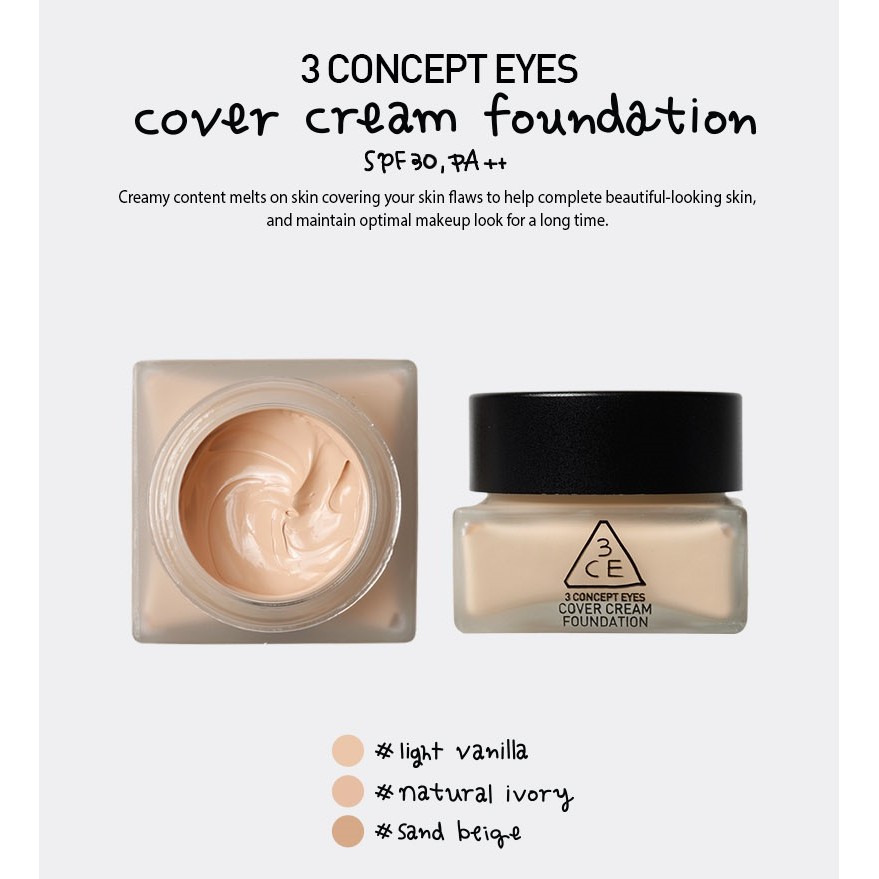 3CE COVER CREAM FOUNDATION | Shopee Thailand
