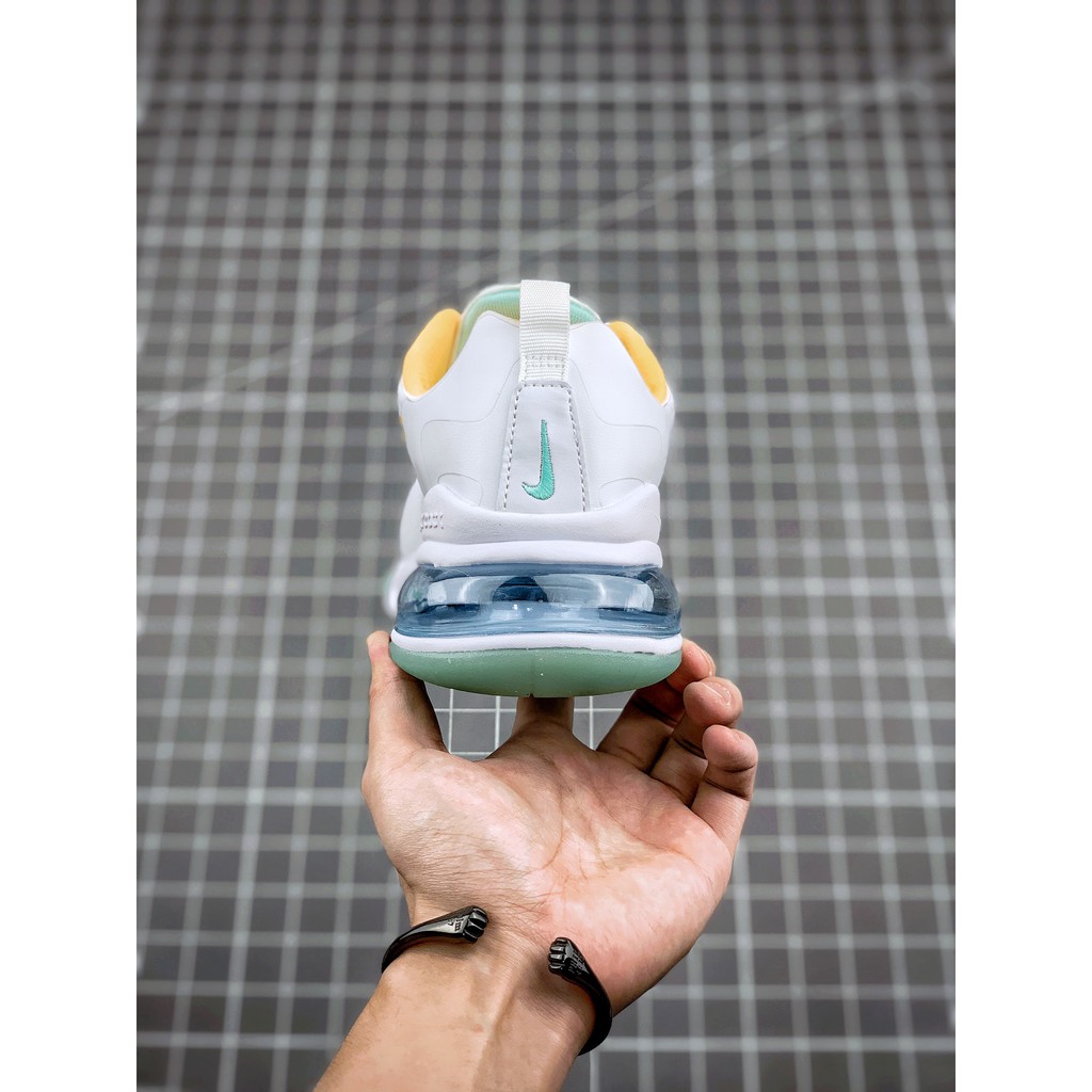 Nike Air Max 270 React สีขาวและสีฟ้าสีเหลือง DJ3027-100 oRnt - sneaker ...