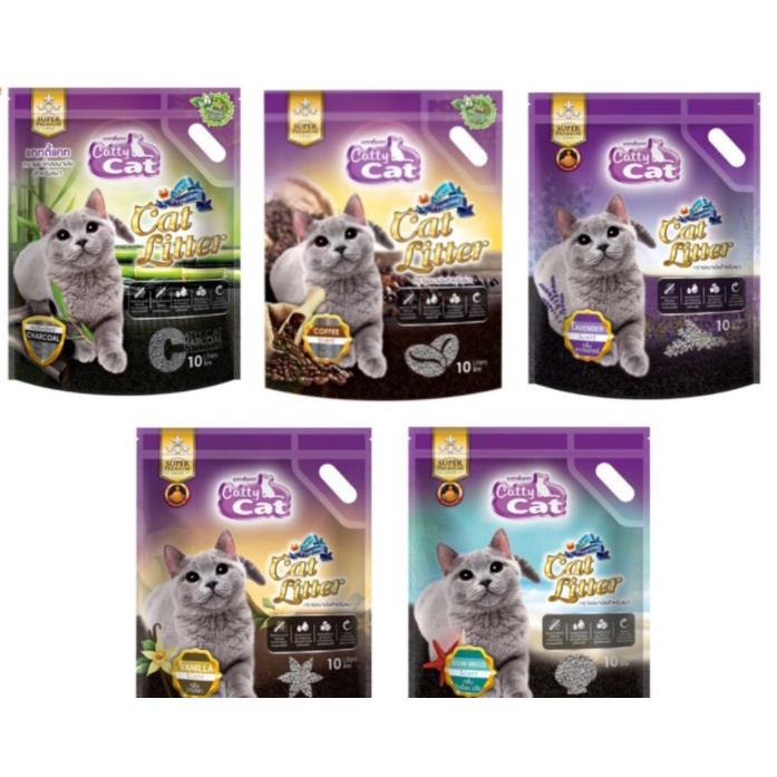 ททรายภูเขาไฟ catty cat 5L ฝุ่นน้อย cat litter catty cat 5L 5ลิตร ดูดซับ ...