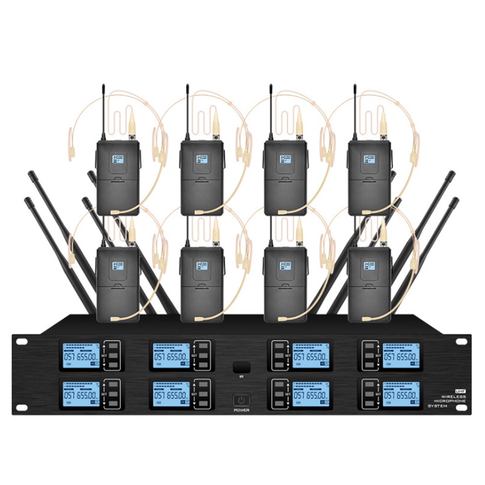 BProfessional UHF wireless microphone 8 channel handheld microphone ...
