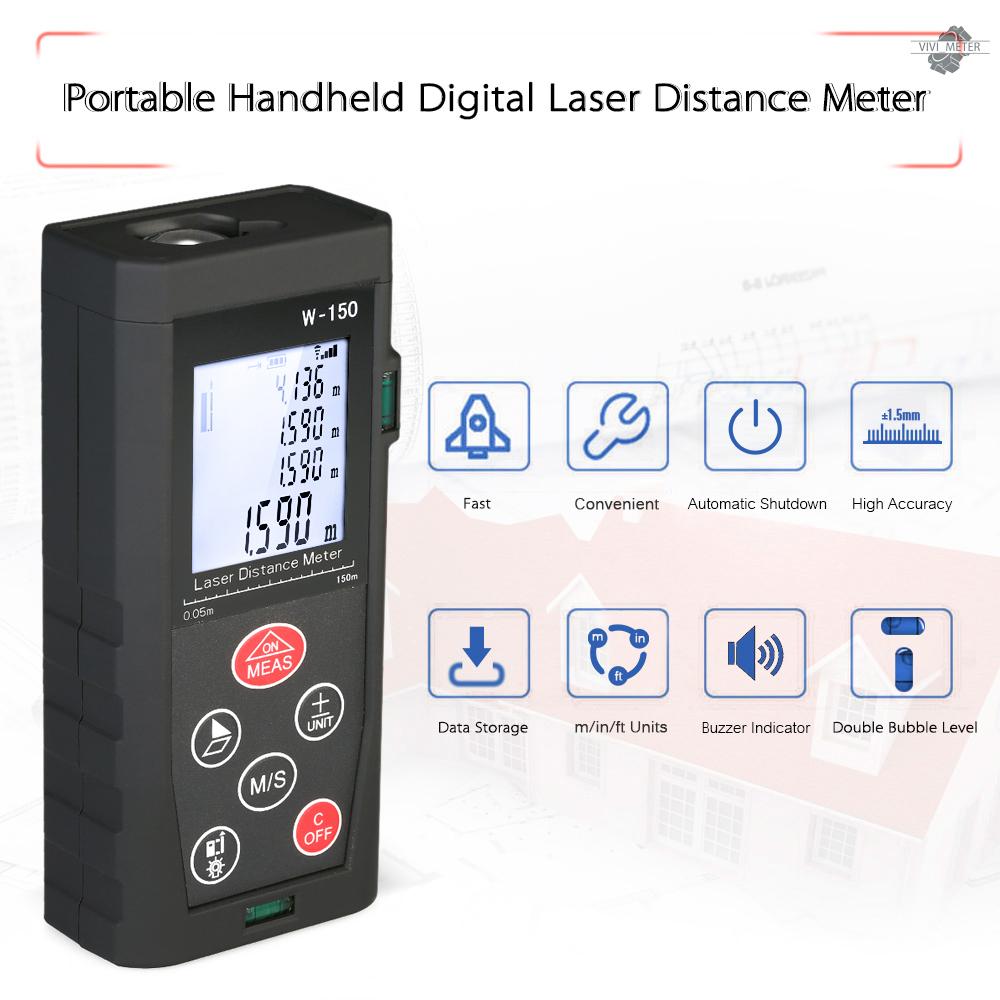 150m/492ft m/in/ft Mini Handheld Digital Laser Distance Meter with LCD ...
