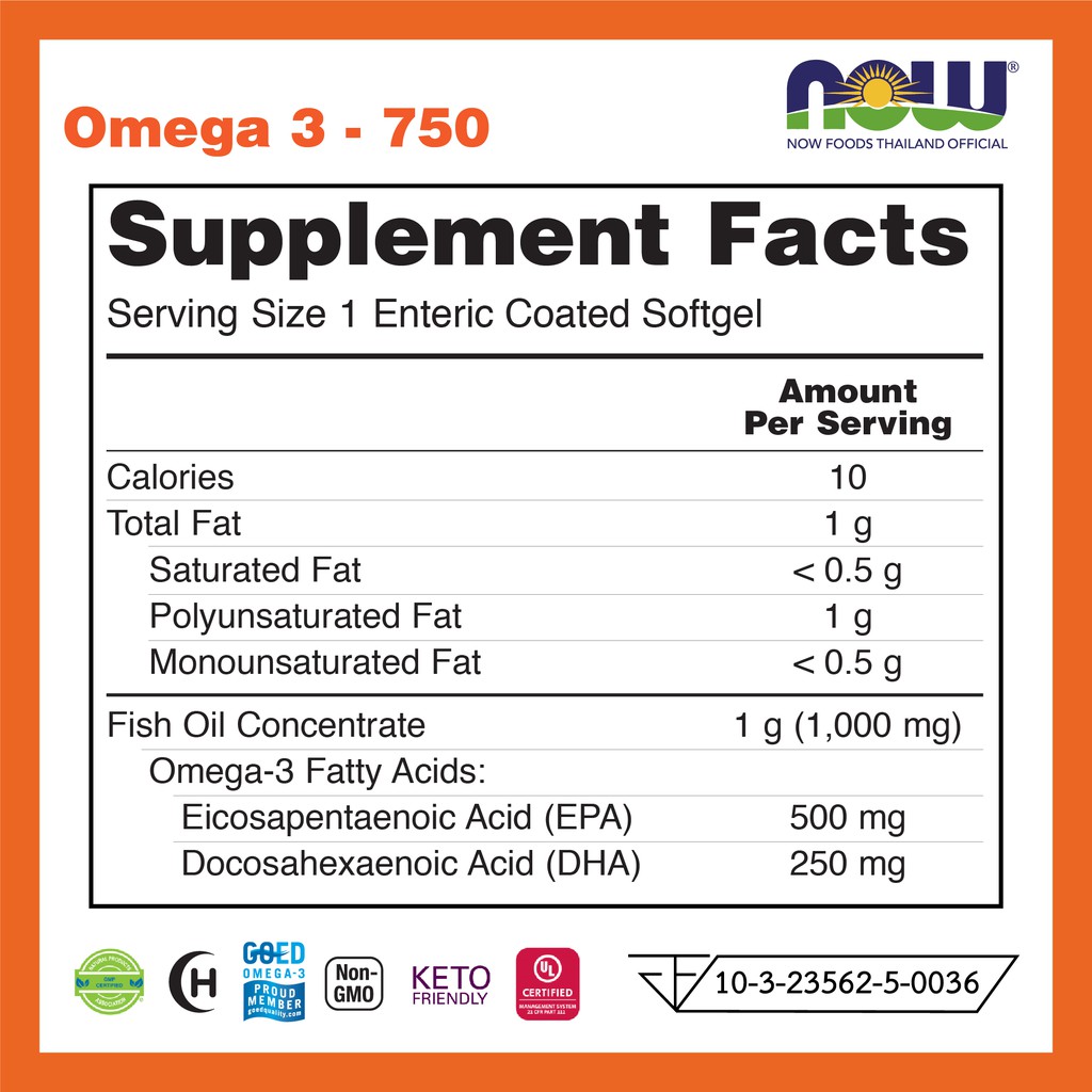 Now Foods Fish Oil 1000 mg 180 Fish Softgels Omega-3 500EPA250DHA ...