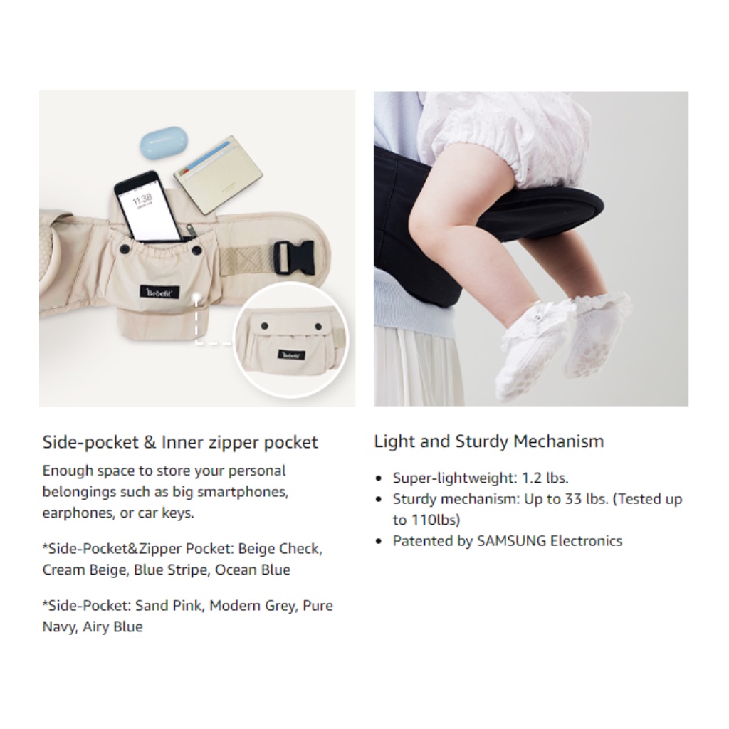 Bebefit Light Portable Foldable Hip Seat Baby Carrier Bebefit เป้อุ้ม ...