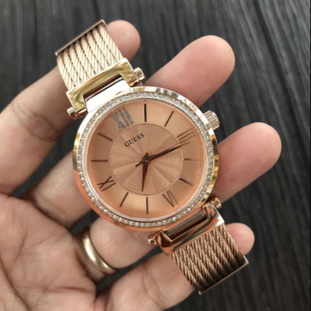 สด-ผ่อน) นาฬิกา สีโรสโกลด์ Guess Analog Rose Gold Dial Ladies Watch ...