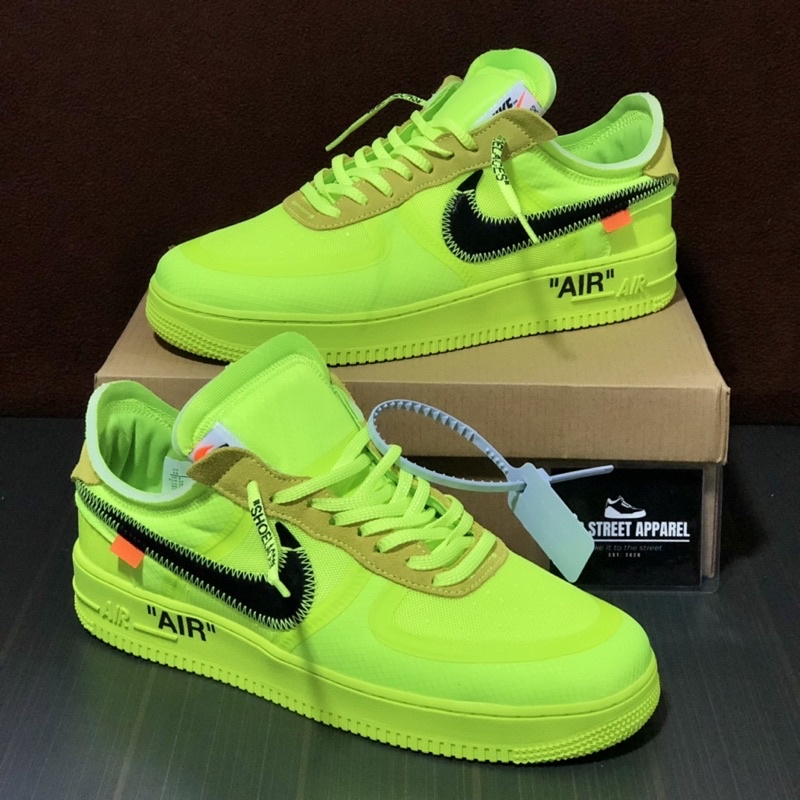 NIKE AIR FORCE 1 OFFWHITE "Volt" Neon Green (HIGHEST QUALITY) shoes For ...