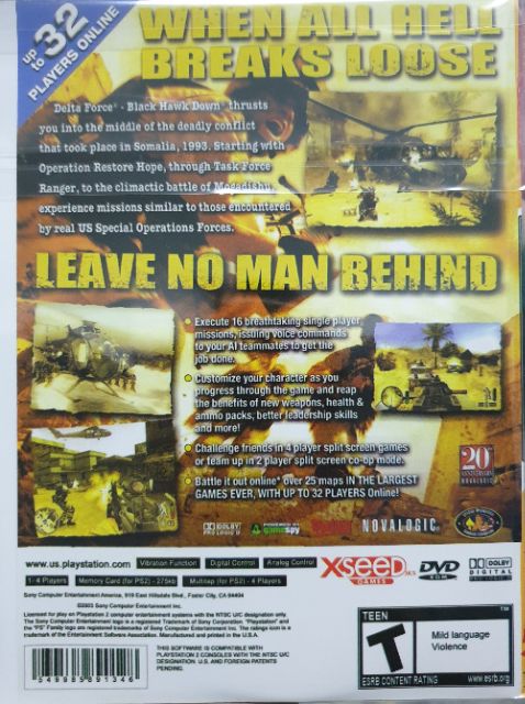 แผ่นเกมส์ PS2 - Black Hawk Down TeamSabre แนวยิงปืนทหารหน่วยรบจู่โจม ...